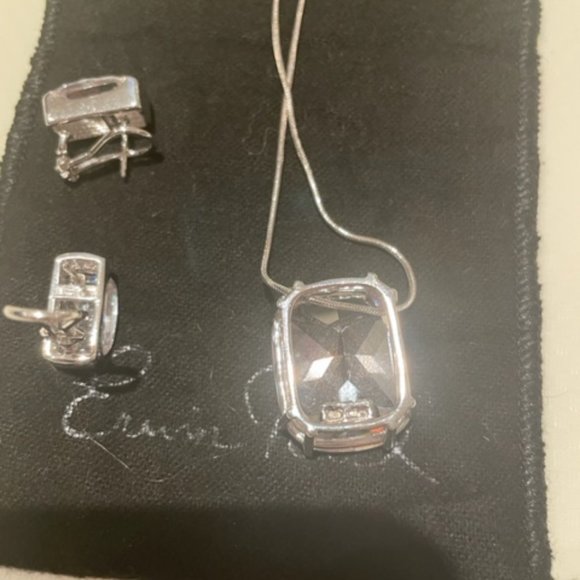 Erwin Pearl | Jewelry | Erwin Pearl Emerald Cut 7 Carat Cz Necklace And ...